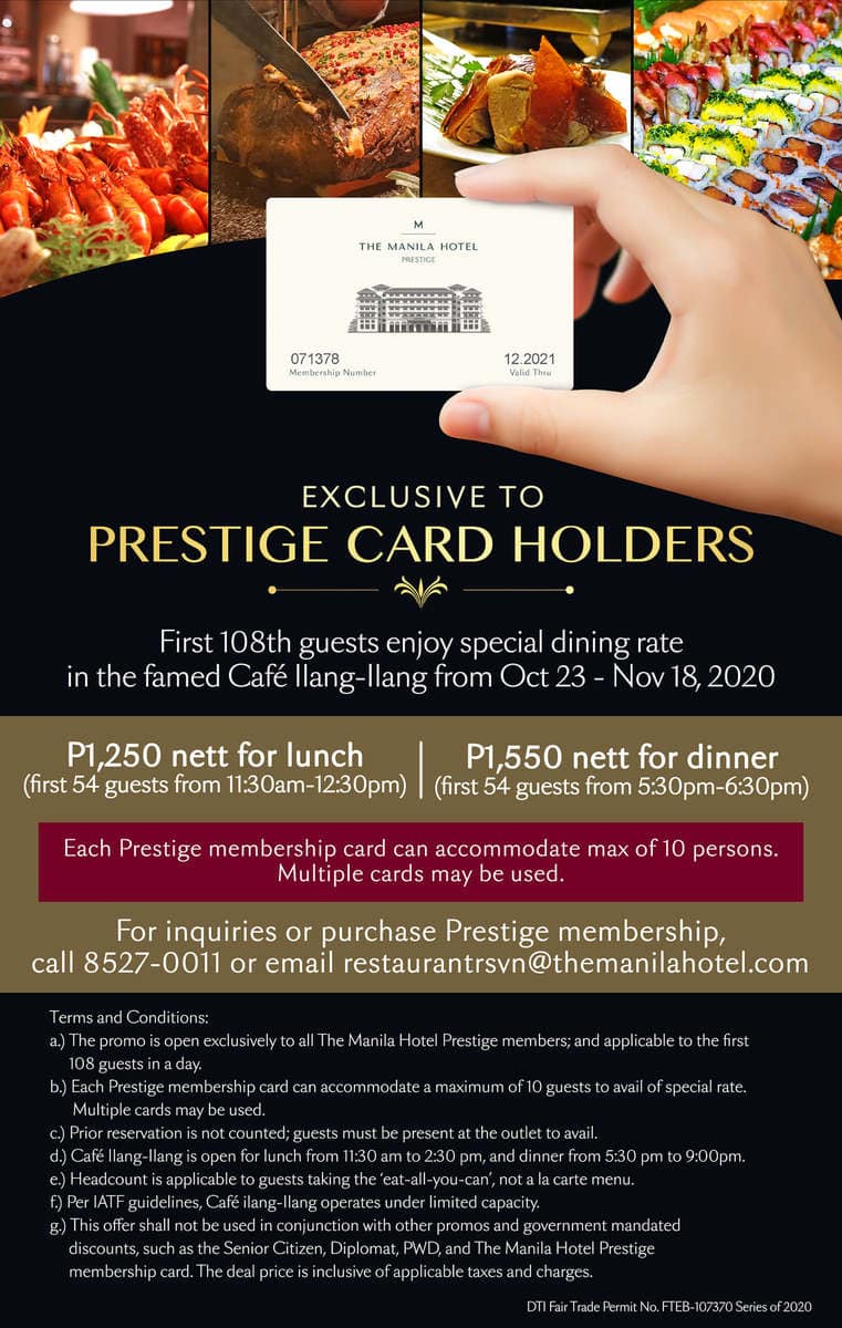 (Done) Exclusive to Prestige Card Holders - The Manila Hotel