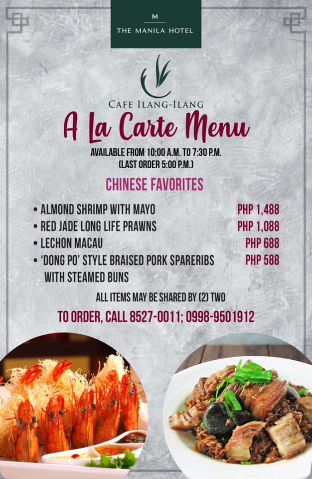 Order by phone - The Manila Hotel