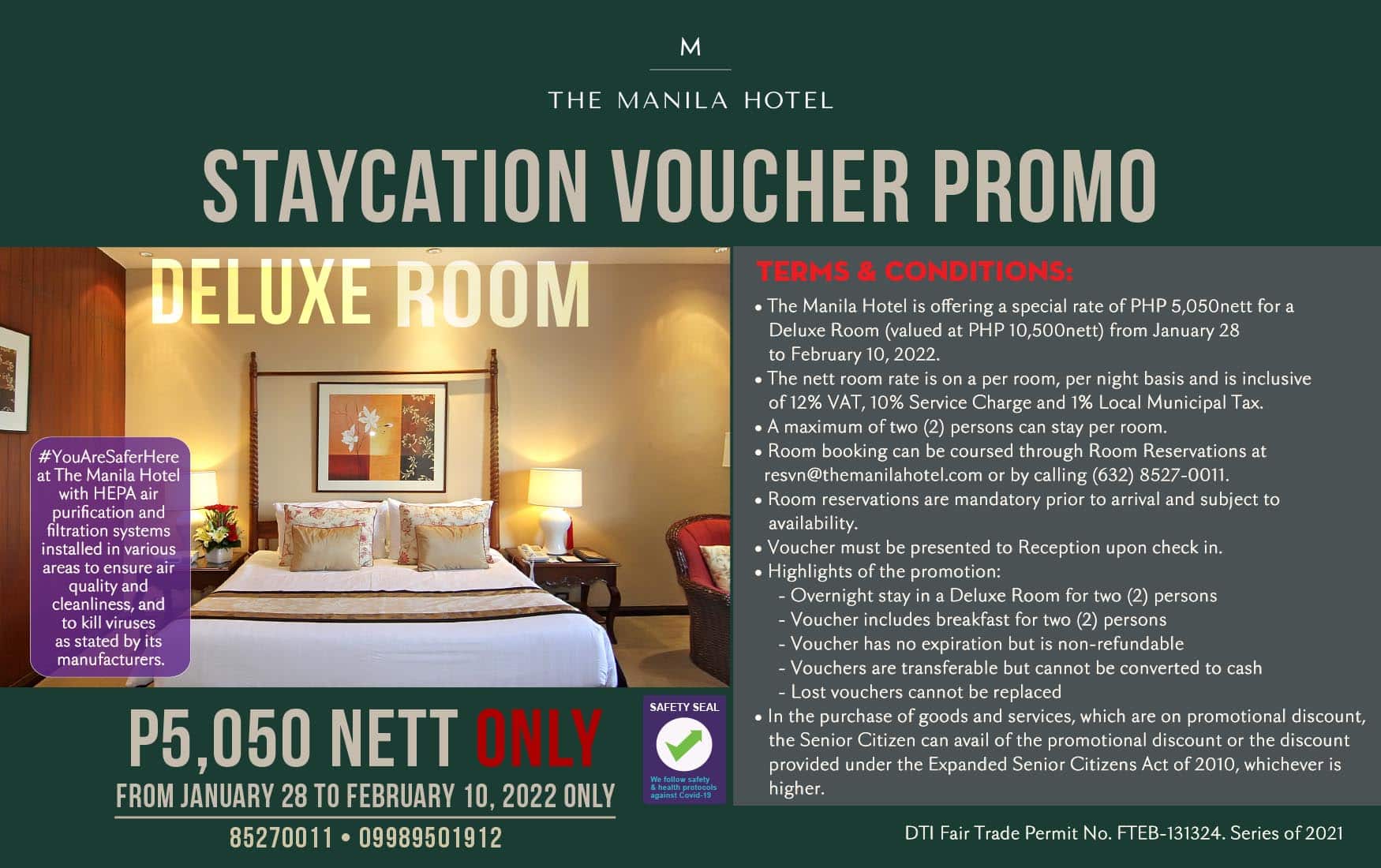 (Done) Staycation Voucher Promo - The Manila Hotel